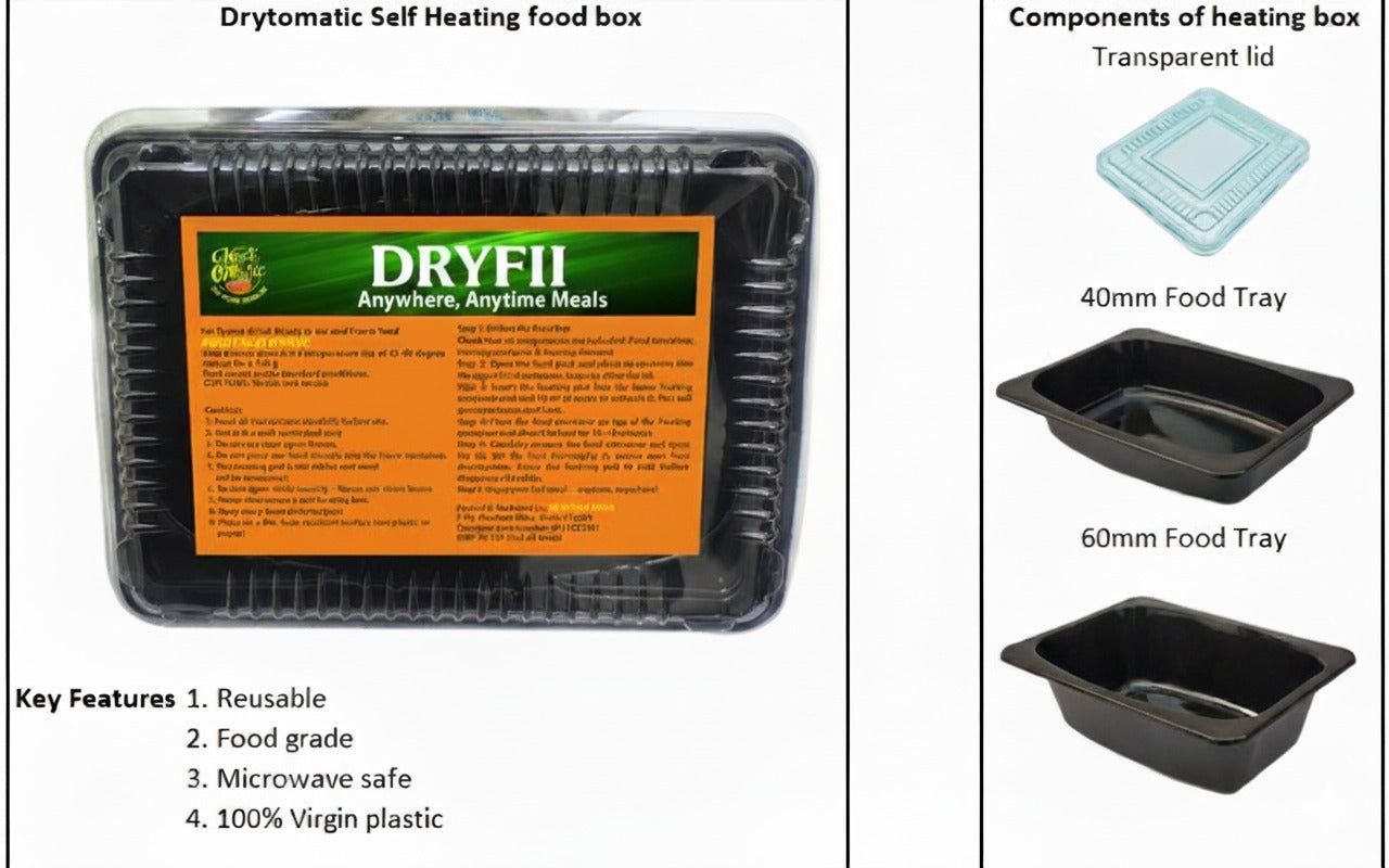 Heat O'Matic Food Box Reusable Heating Container with Self-Heating Foo ...
